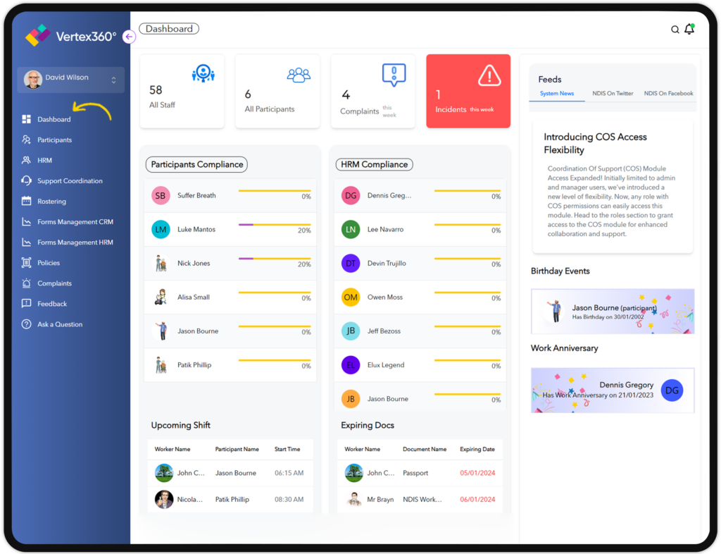 Service Provider Dashboard - Vertex 360